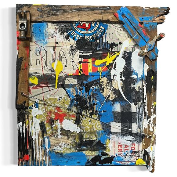 None | Art | Original Abstract Collage Assemblage Combine Art Painting ...